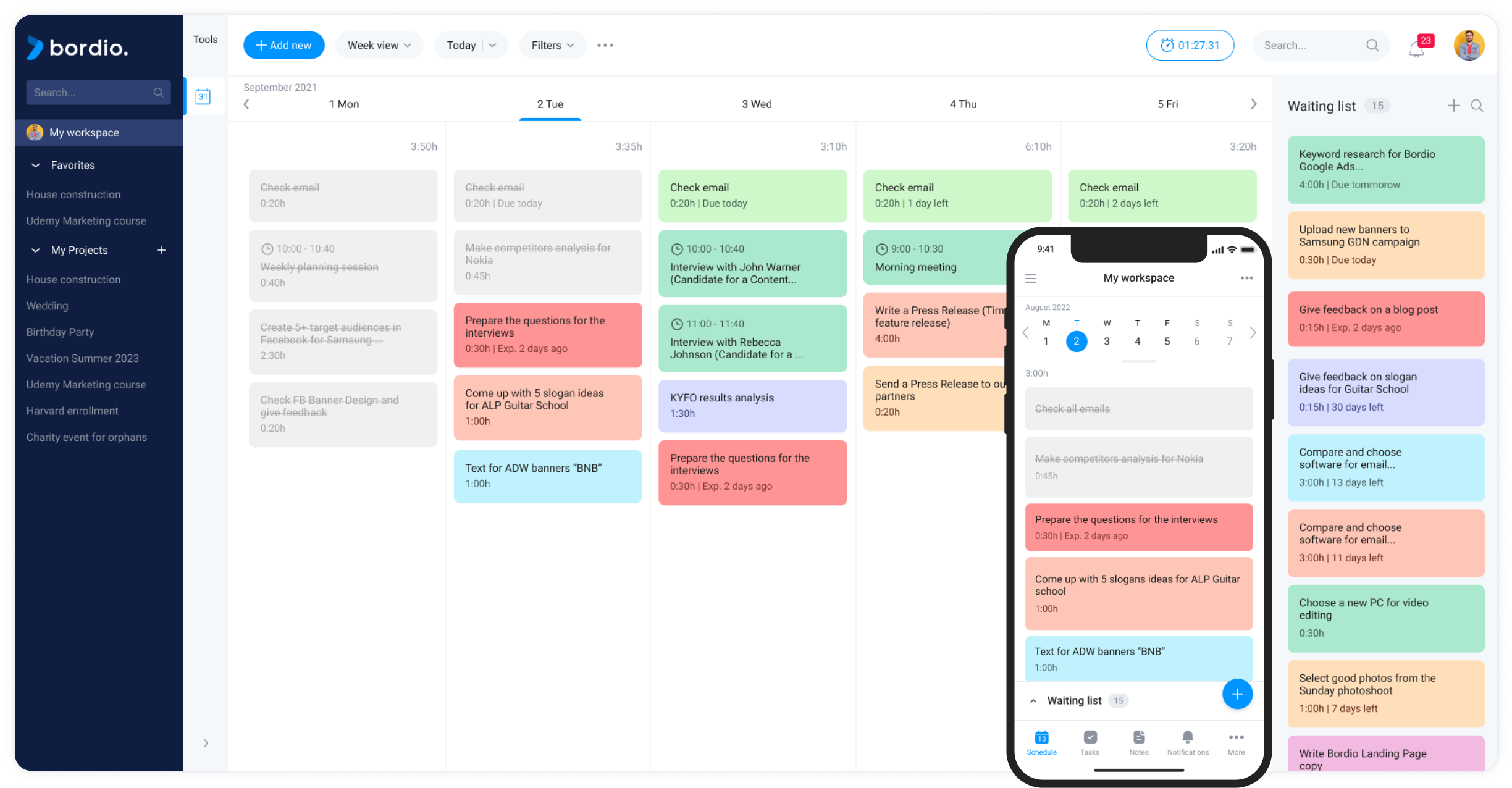 Bordio - Manage all your tasks & events on one single board