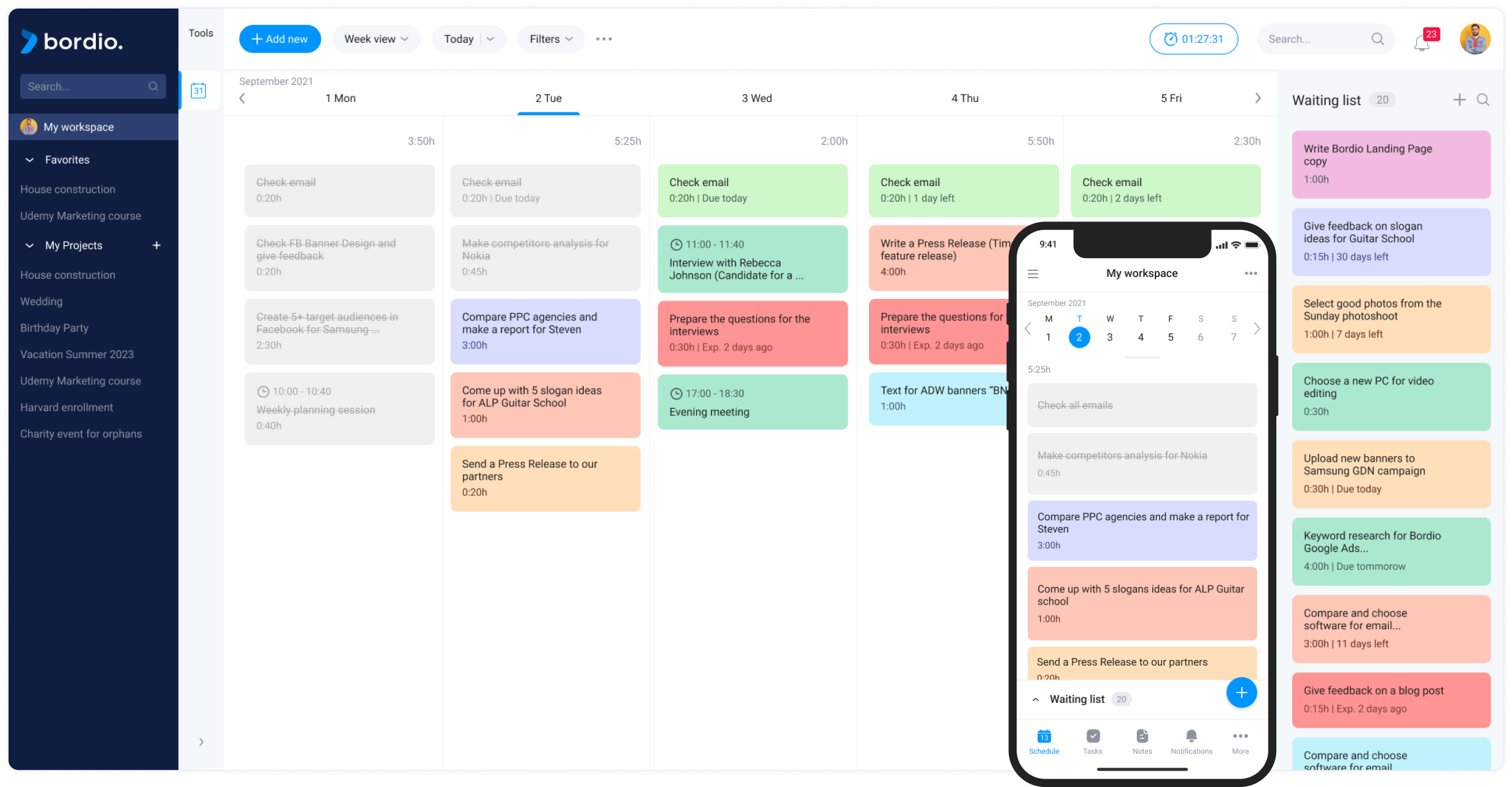 Free Daily Planner Online | Plan Your Daily Schedule in Bordio