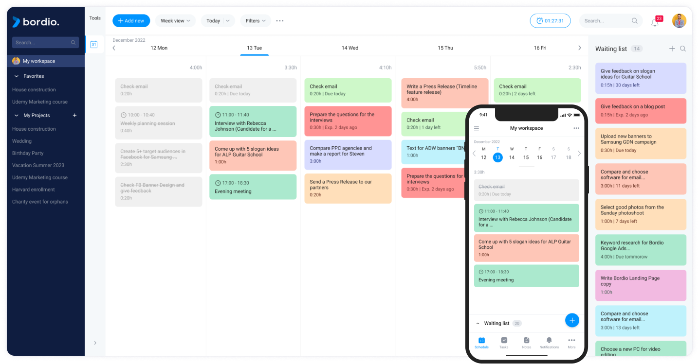 Free Online Weekly Planner Plan Your Weeks In Bordio