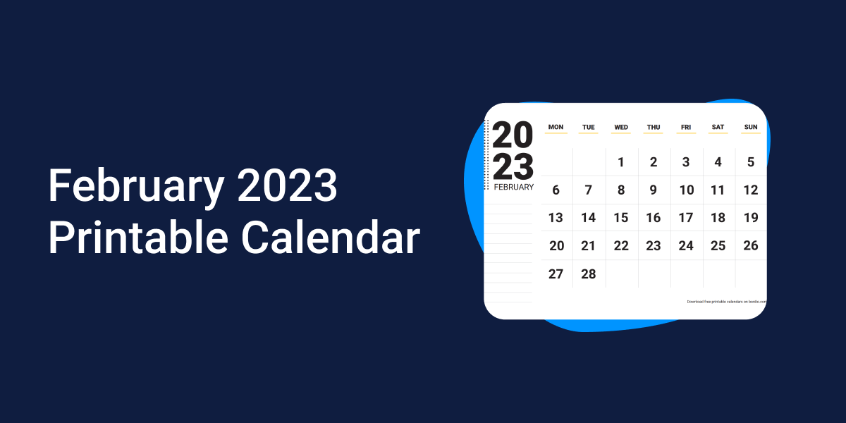 Printable February 2023 Calendar | Free Download in PDF - Bordio