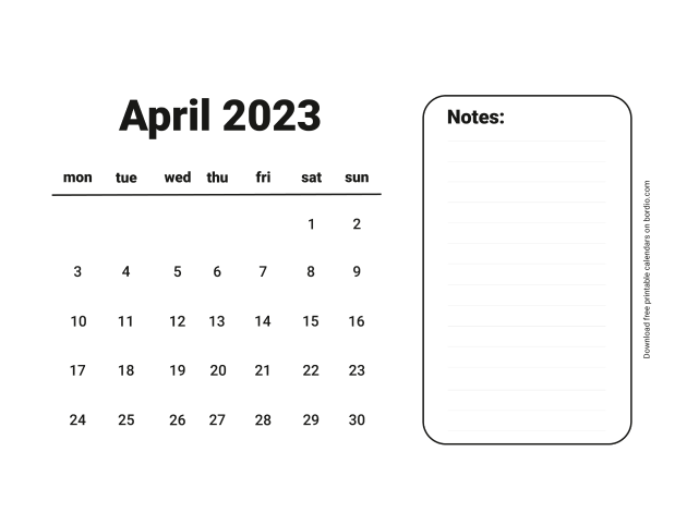 Printable April 2023 Calendar | Free Download in PDF - Bordio