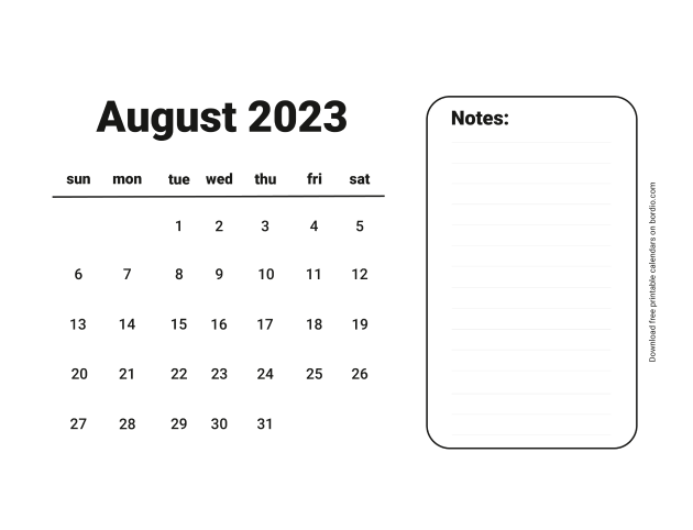 Printable August 2023 Calendar | Download for Free - Bordio