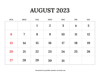 Printable August 2023 Calendar | Download for Free - Bordio