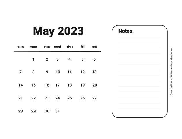 Printable May 2023 Calendar | Free Download in PDF - Bordio