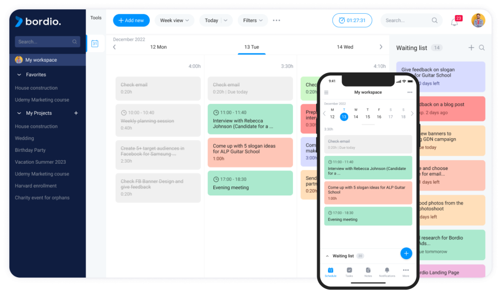 Free Online Weekly Planner | Plan Your Weeks in Bordio