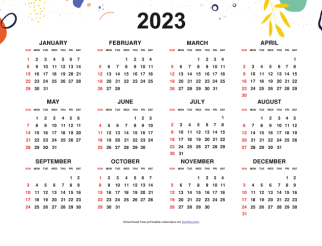 Printable Yearly Calendar 2023 | Free Download in PDF - Bordio