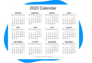 Printable Yearly Calendar 2023 | Free Download in PDF - Bordio