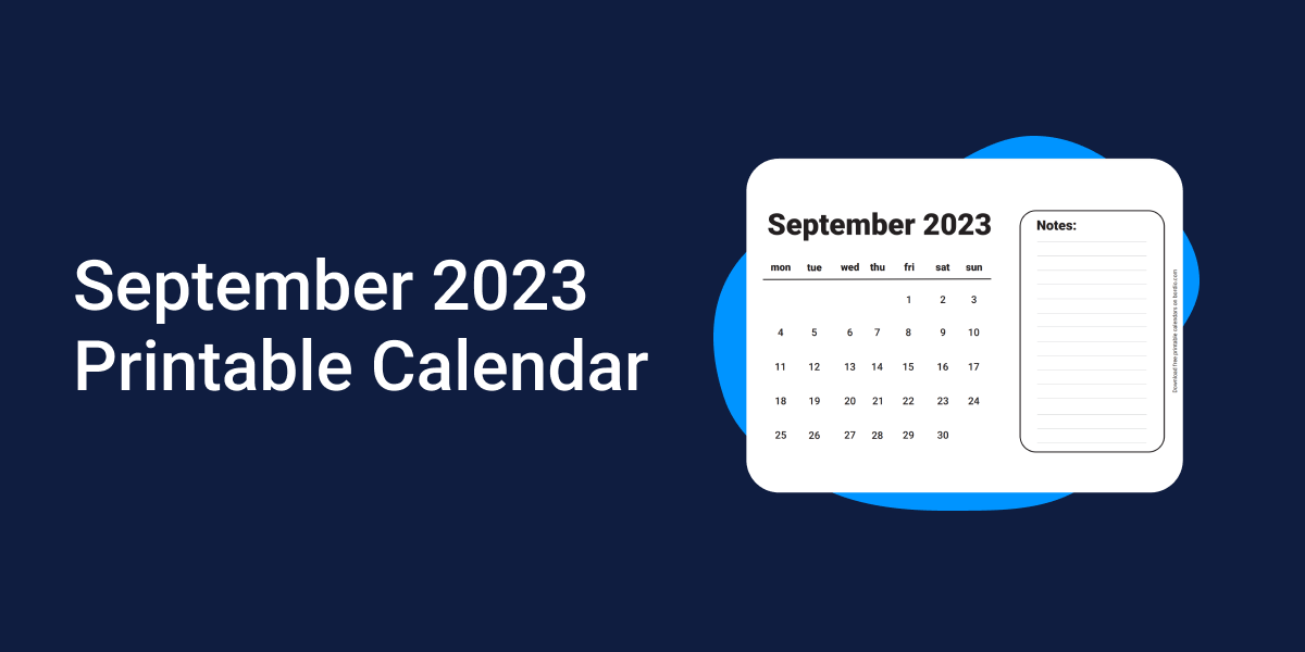 September 2023 Printable Calendar | Download in PDF - Bordio September 2023 Printable Calendar | Download in PDF - Bordio