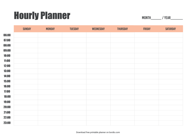 8 Hourly Planner Printable Templates - Download in PDF for Free