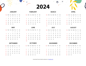 Free Printable Yearly Calendar 2024 Templates in PDF