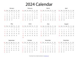 Free Printable Yearly Calendar 2024 Templates in PDF