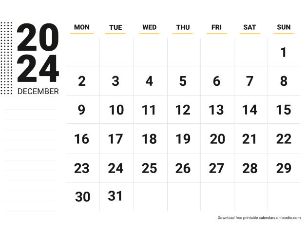 December 2024 Printable Calendar: Free Download (PDF)