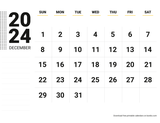 December 2024 Printable Calendar: Free Download (PDF)