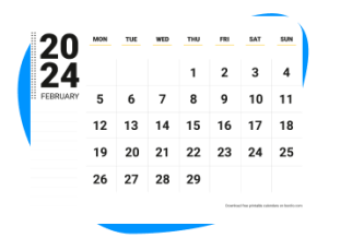 February 2024 Printable Calendar: Free Download (PDF)