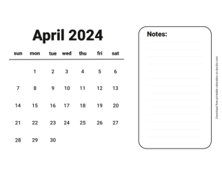April 2024 Printable Calendar: Free Download (PDF)