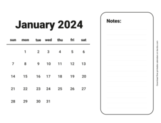 January 2024 Printable Calendar Templates: Free Download (PDF)