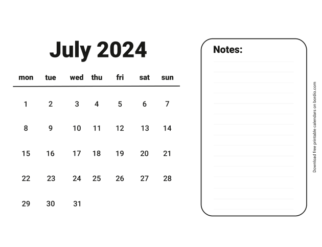 July 2024 Printable Calendar: Free Download (PDF)