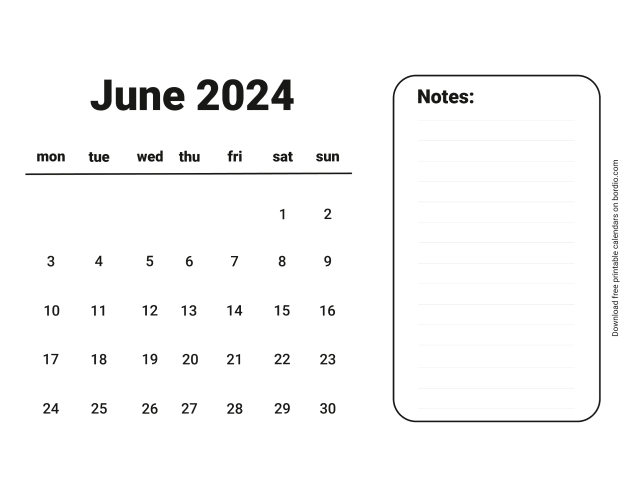 June 2024 Printable Calendar: Free Download (PDF)