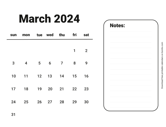 March 2024 Printable Calendar Templates: Free Download (PDF)