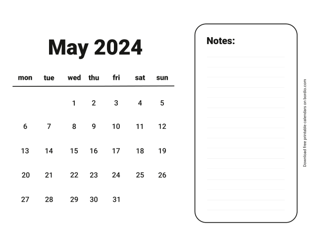 May 2024 Printable Calendar: Free Download (PDF)