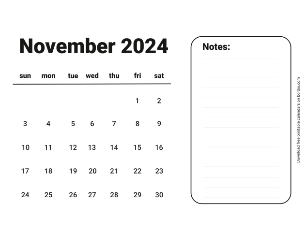November 2024 Printable Calendar: Free Download (PDF)