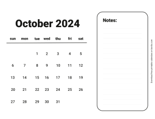 October 2024 Printable Calendar: Free Download (PDF)
