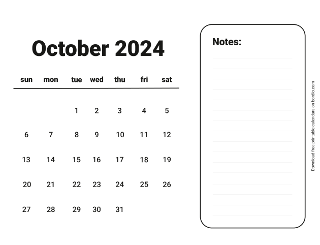 October 2024 Printable Calendar: Free Download (PDF)