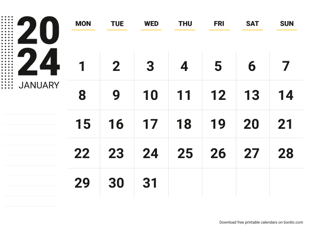 January 2024 Printable Calendar Templates: Free Download (PDF)