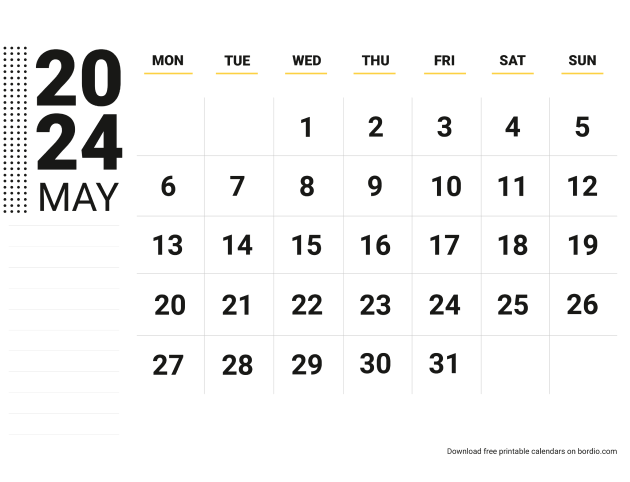 May 2024 Printable Calendar: Free Download (PDF)