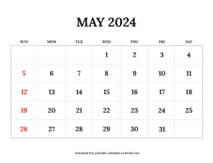 May 2024 Printable Calendar: Free Download (PDF)