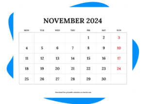 November 2024 Printable Calendar: Free Download (PDF)