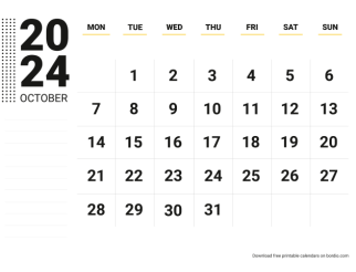 October 2024 Printable Calendar: Free Download (PDF)