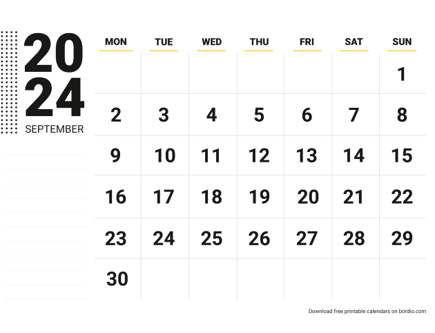 September 2024 Printable Calendar: Free Download (PDF)