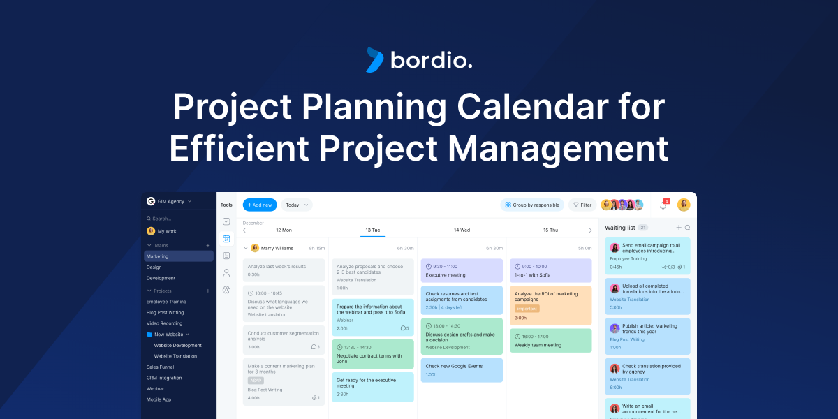 Project Planning Calendar for Efficient Project Managers