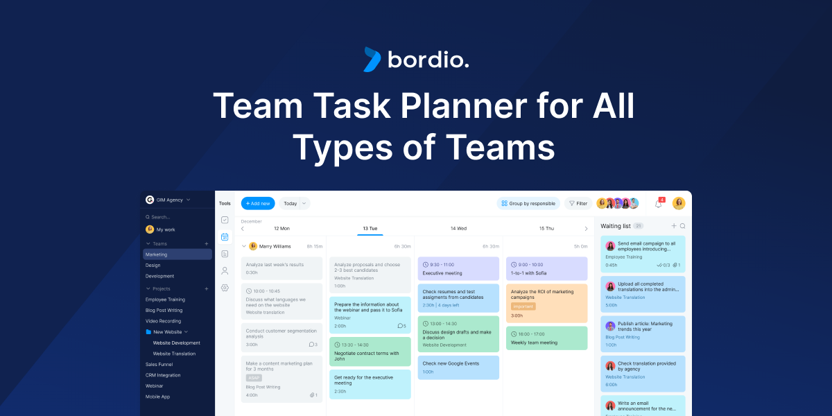 Team Task Planner for All Types of Teams